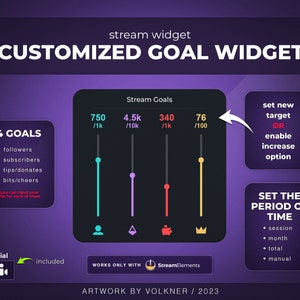 Twitch Goals Widget | Twitch Sub Goal | Sub/follower/tips/cheer ...