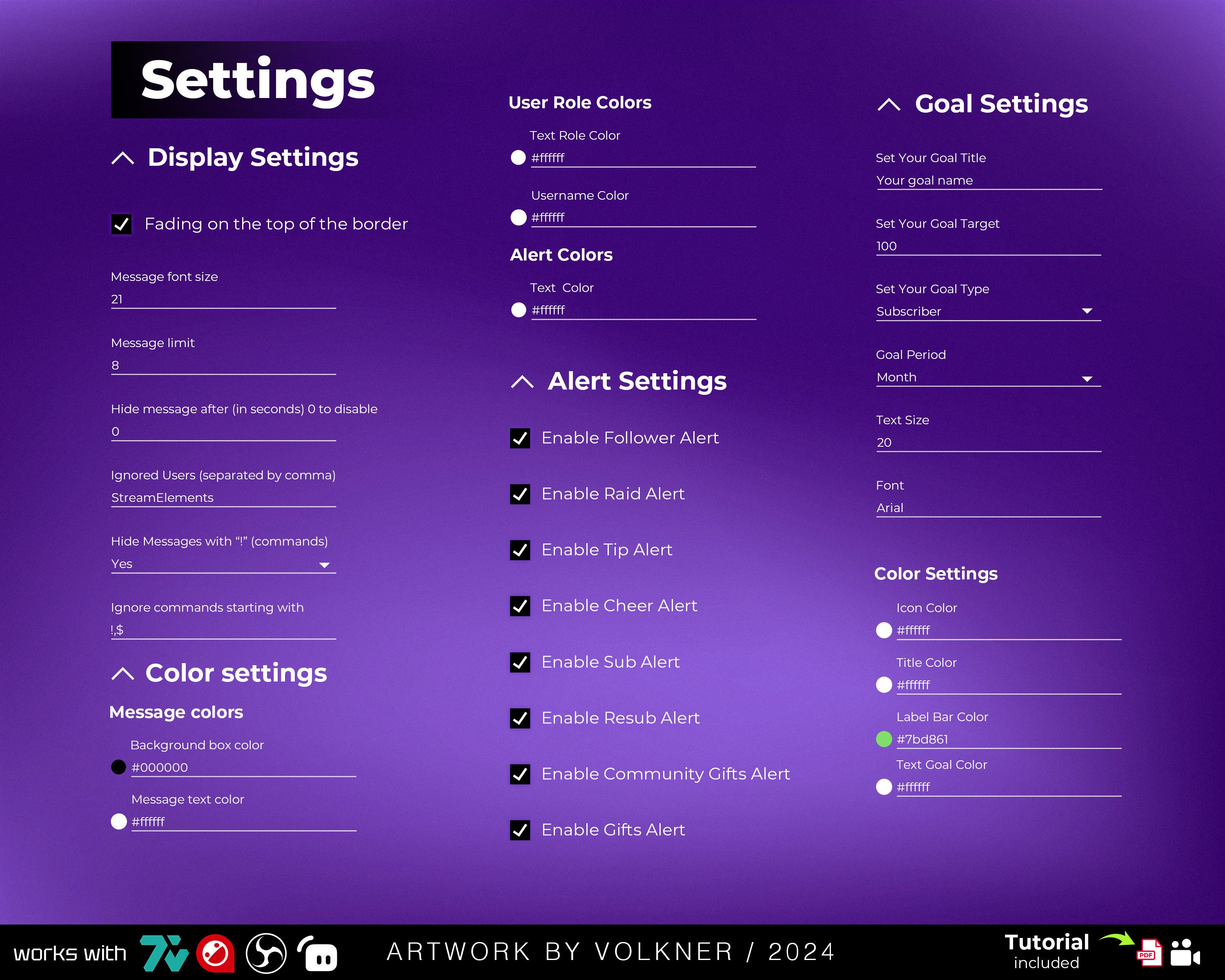 Clean Twitch Chat & Goal Widget | Stream Chat Box With Sub Goals ...