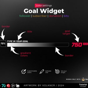 Futuristic Twitch Goal Widget | Customizable Sub Goal | Follower ...