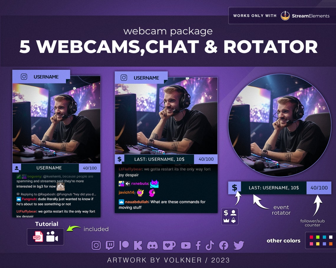 Purple Webcam Overlay for Twitch Webcam Border and Rotator - Etsy