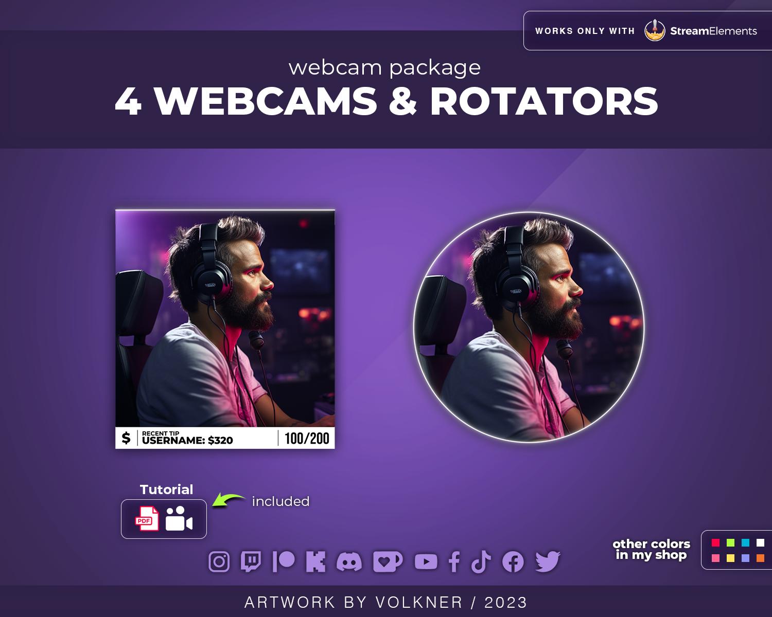 White Webcam Overlay for Twitch - Social & Event Rotator Widget for ...