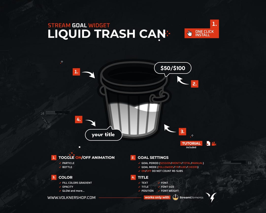 Trash Can Twitch | Liquid Goal Widget | Fully Customizable | Sub Goal ...