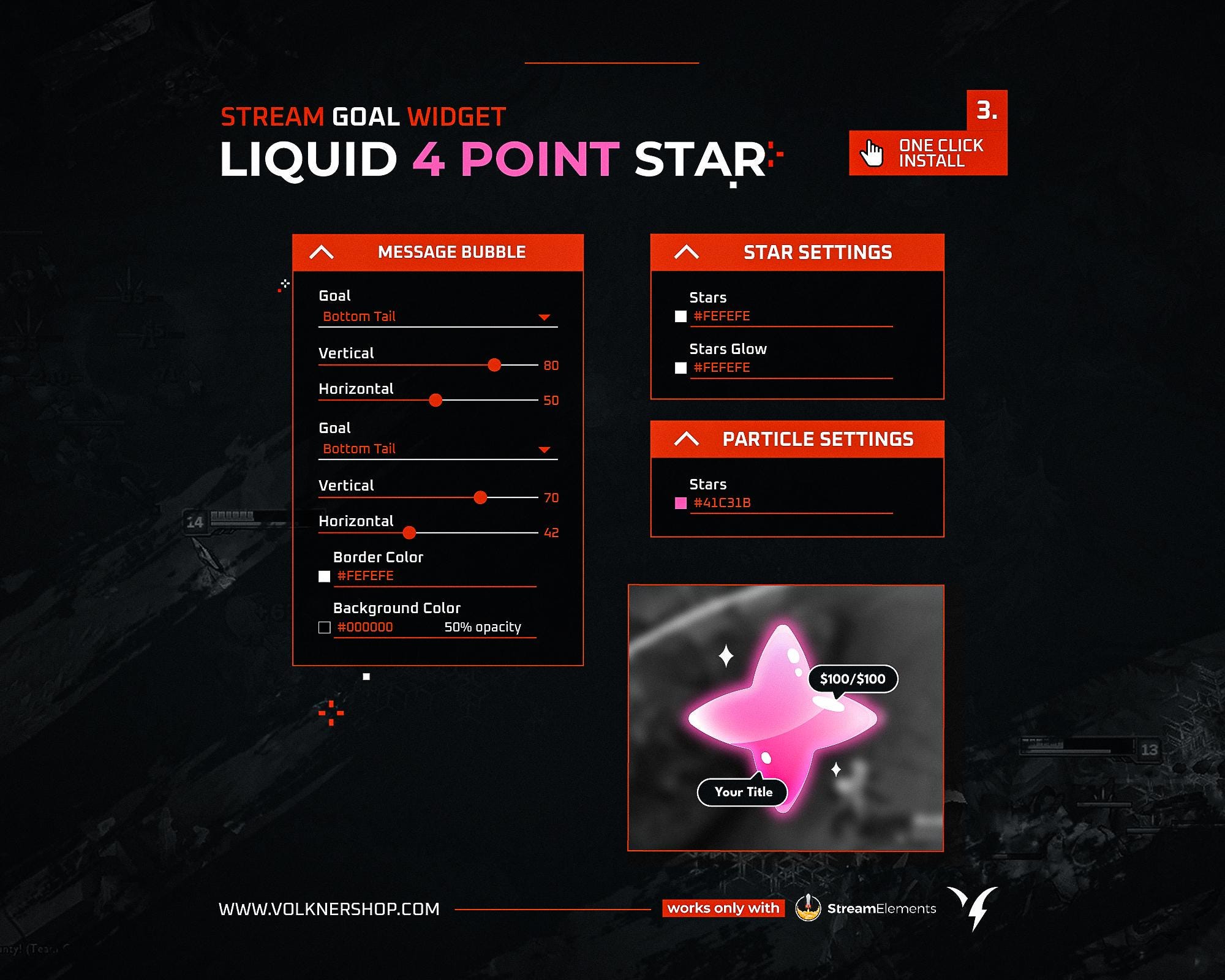 Kawaii Star Goal Widget | Glass Twitch Goals | Fully Customizable | Sub ...
