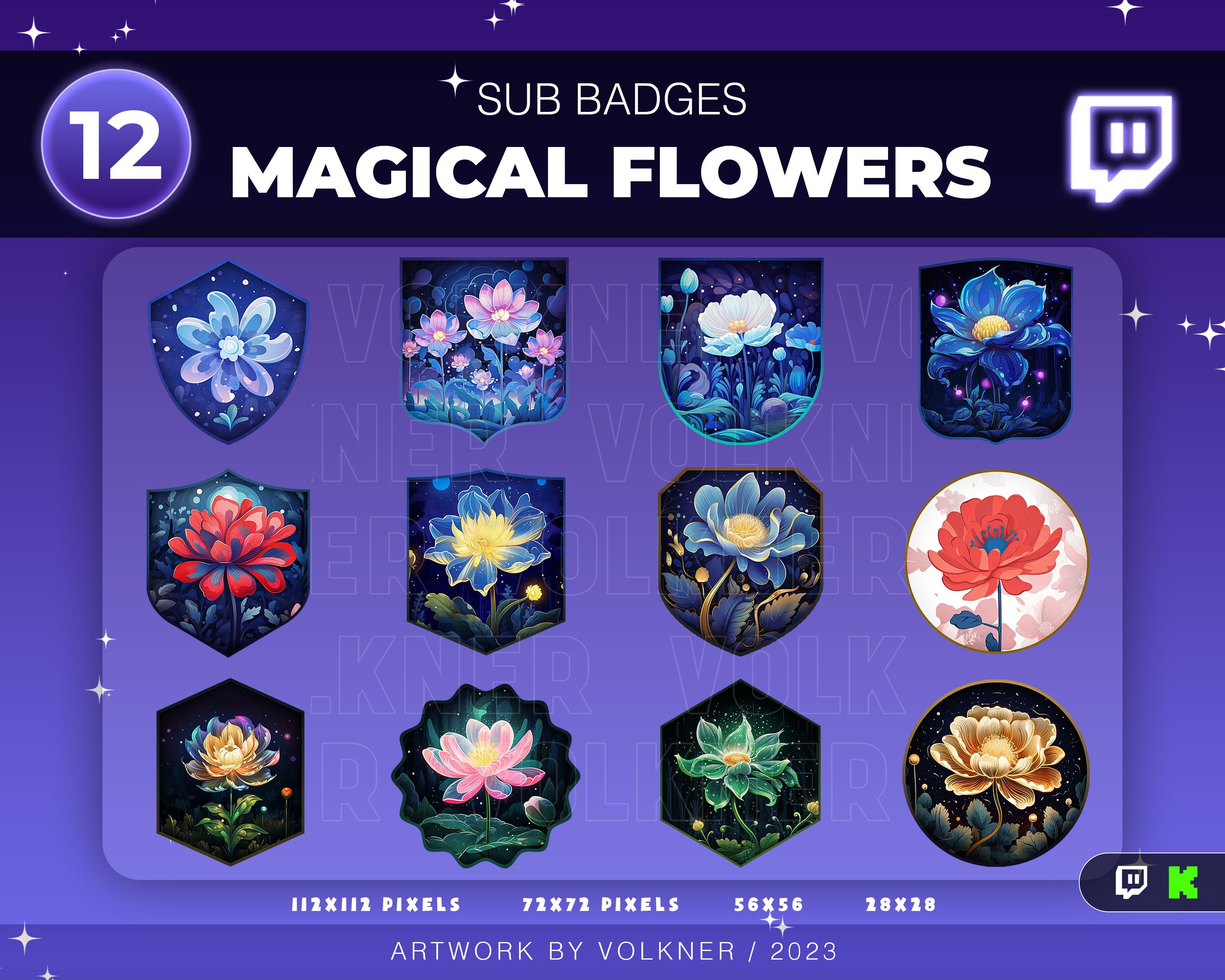 Magical Flower Badges | Twitch Sub Badges | Kick Badges | Streamer ...