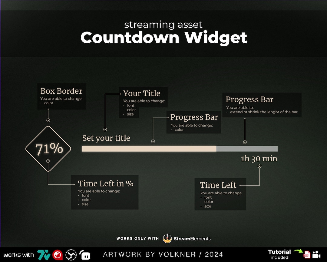 Elegant Countdown Widget | Stream Timer Plugin | Twitch/youtube/trovo ...