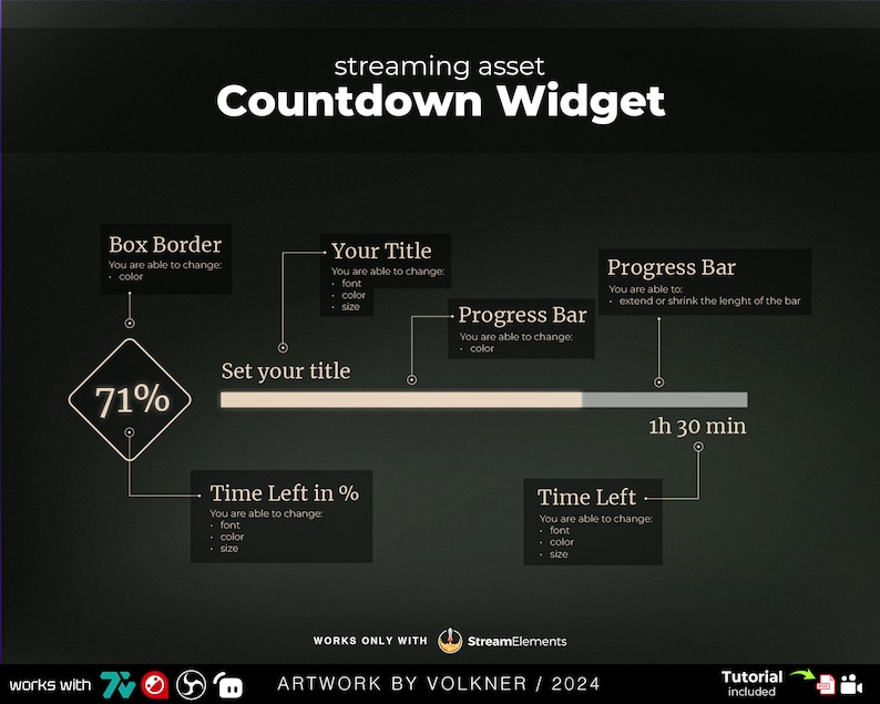 Elegant Countdown Widget | Stream Timer Plugin | Twitch/youtube/trovo ...