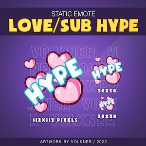 Animated Love Hype Emote 2 STATIC 3 Emotes Sub Love - Etsy