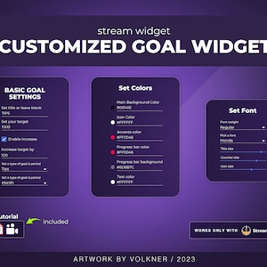 Twitch Goal Widget (CUSTOM COLORS) | Twitch Sub Goal | Cheer | Animated ...