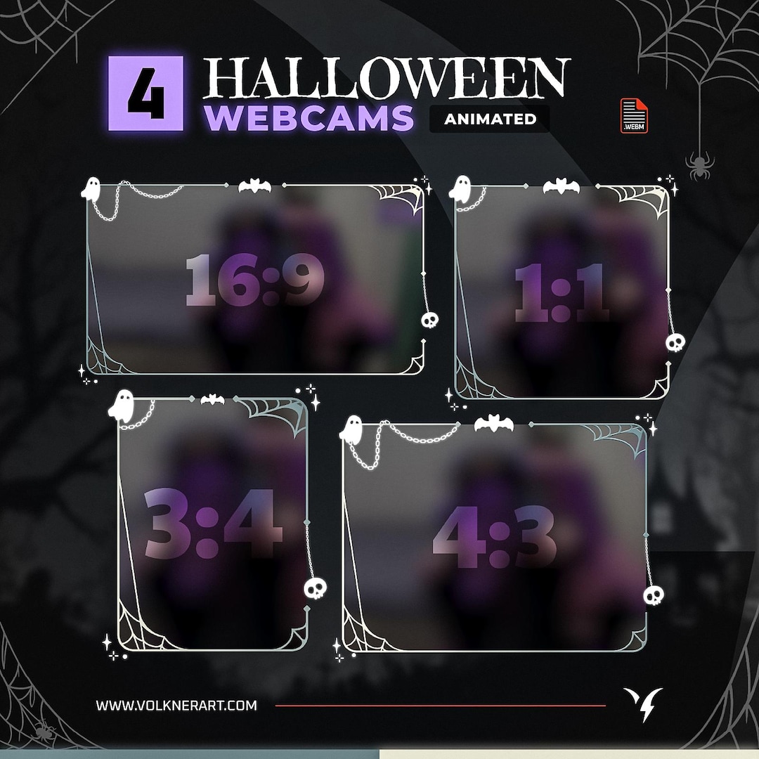 Twitch Halloween Webcam Frames | 4 Animated White Webcam Borders ...