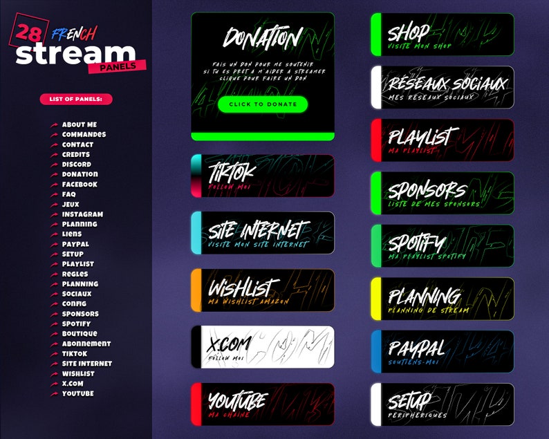 28 Minimalist French Stream Panels – Simple Designs for Twitch & Kick ...