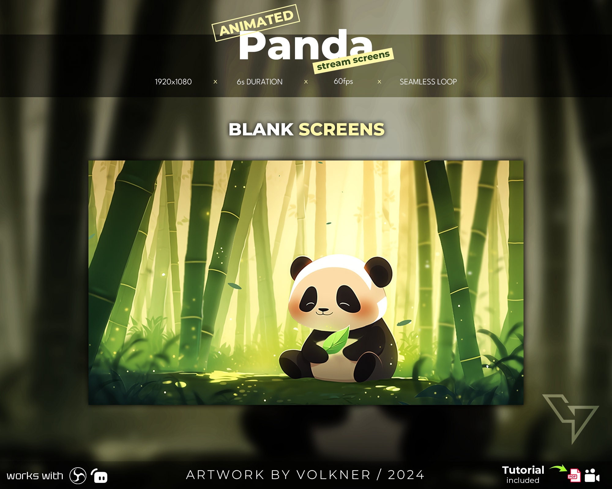 Panda Stream Overlay Animated Stream Backgrounds 4 Looped Twitch ...