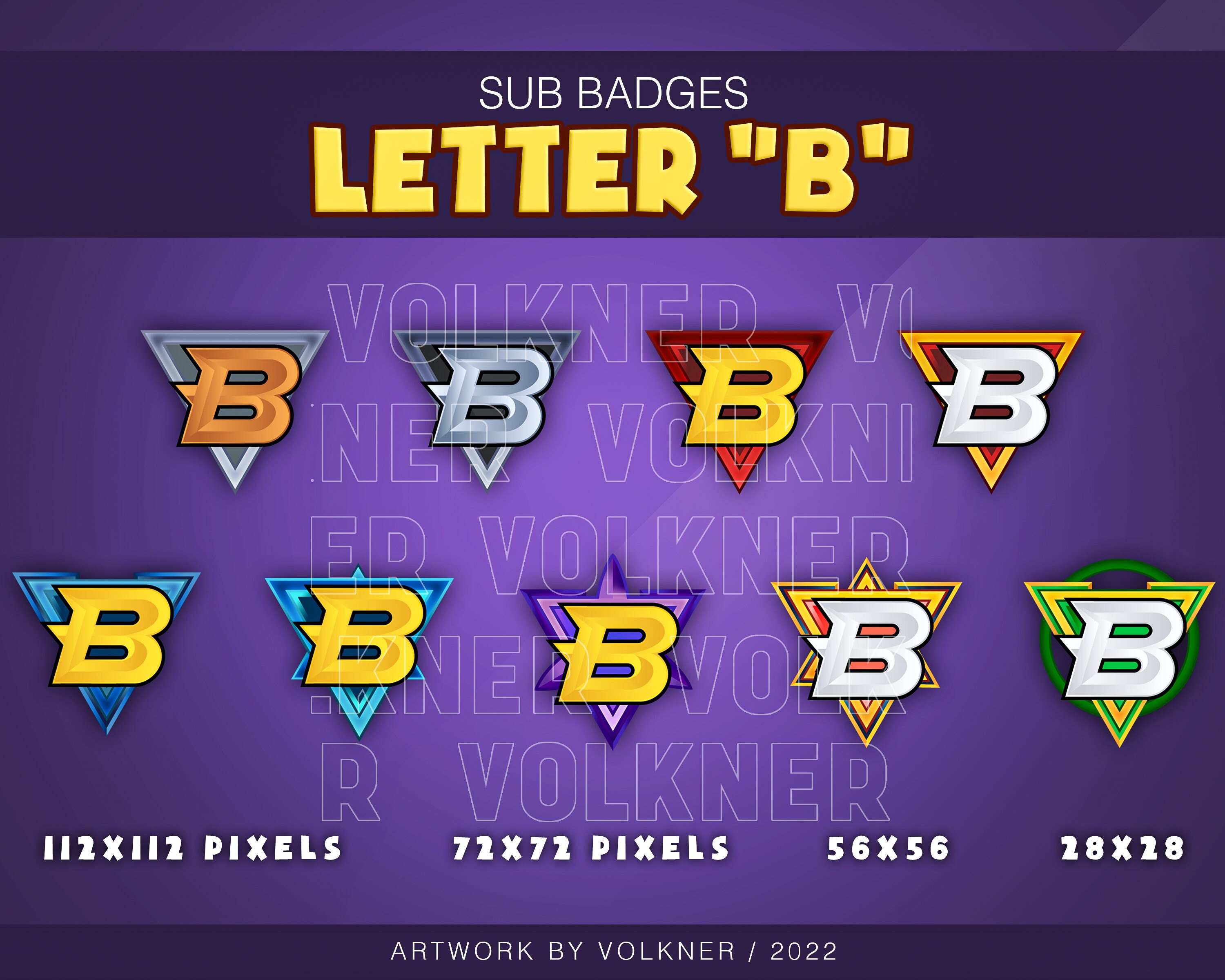 Twitch Letter B Sub Badges | 9 Sub/bit Badges | Twitch/youtube ...