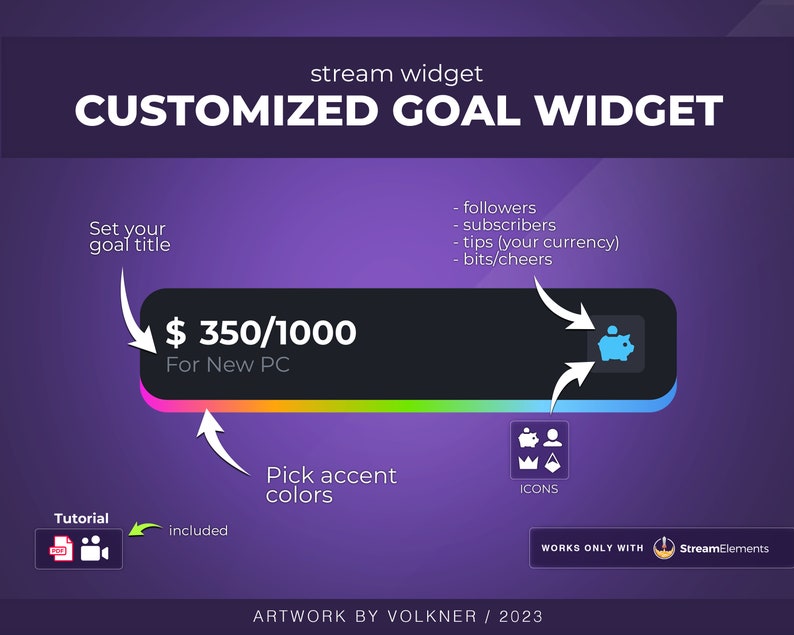 Animated Goal Widget (CUSTOM COLORS) | Twitch | Minimal | Aesthetic ...