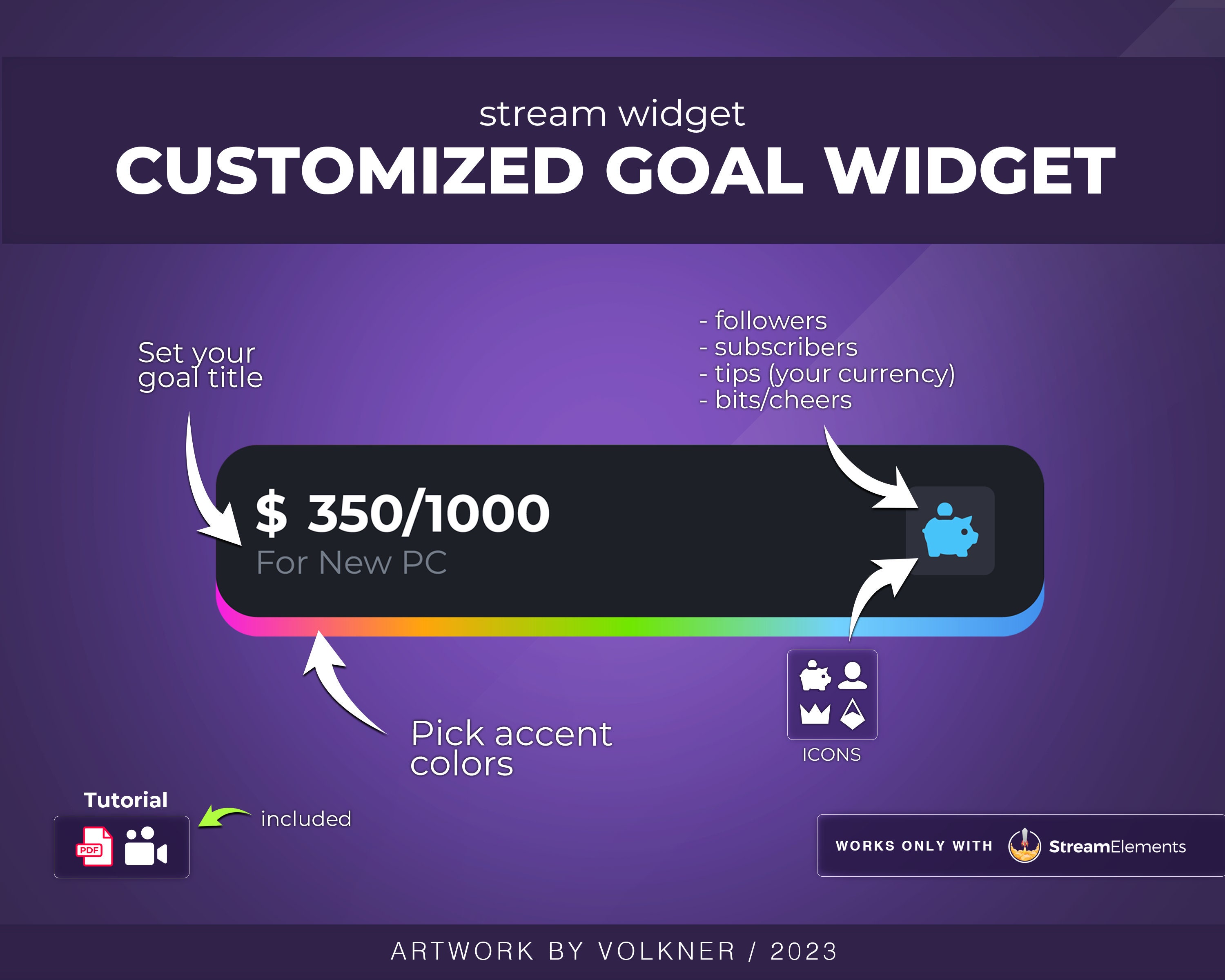 Animated Goal Widget (CUSTOM COLORS) | Twitch | Minimal | Aesthetic ...