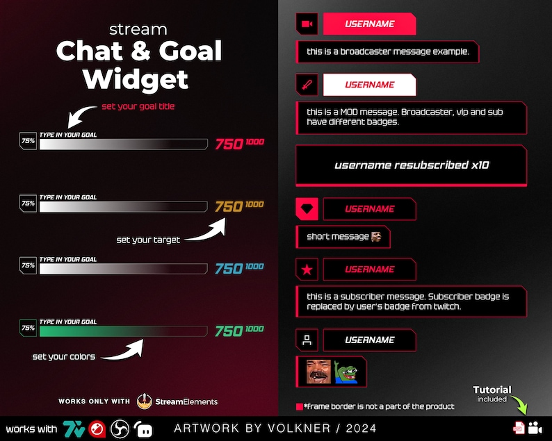 Futuristic Twitch Chat & Goal Widget | Stream Chat Box With Sub Goals ...