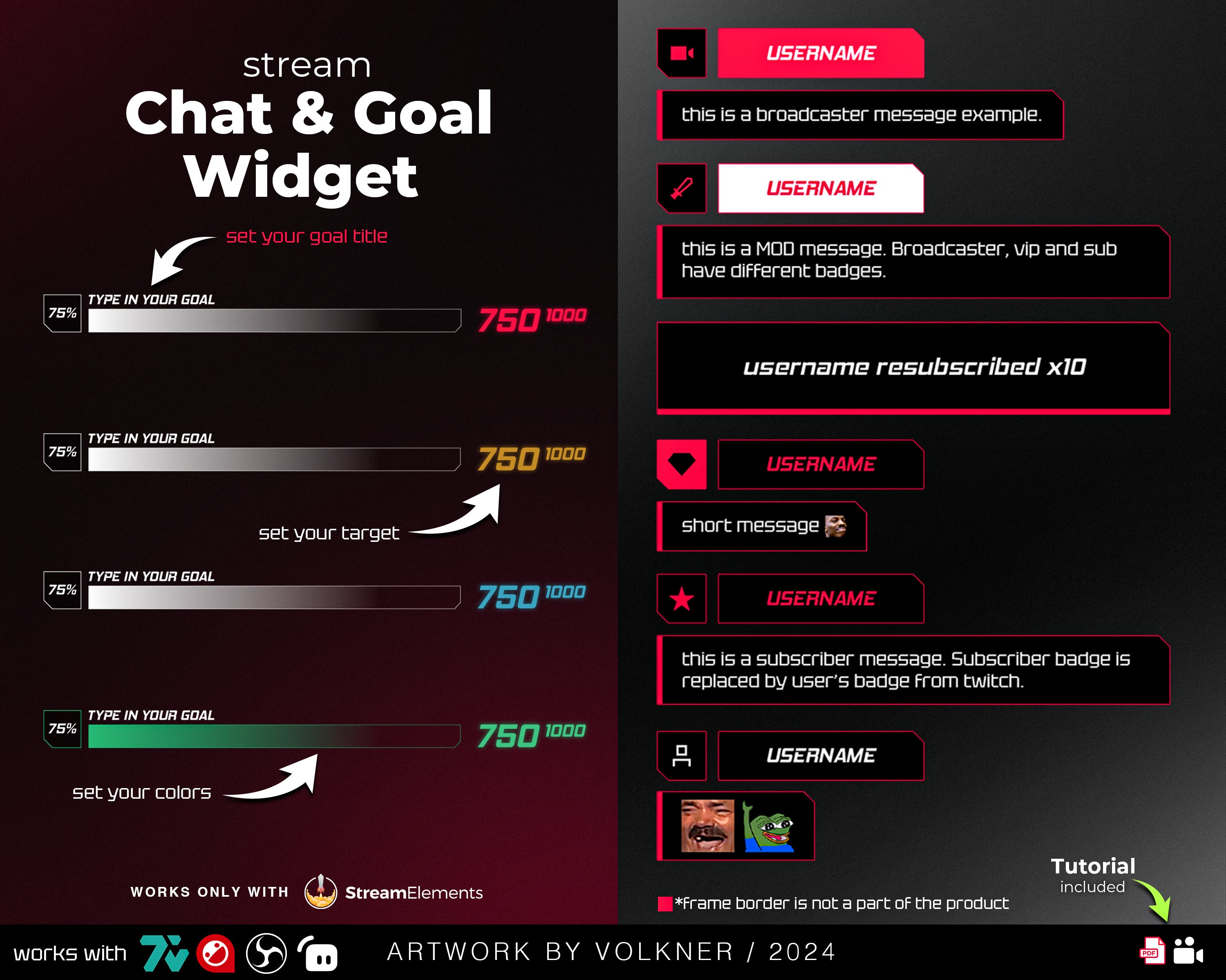 Futuristic Twitch Chat & Goal Widget | Stream Chat Box With Sub Goals ...