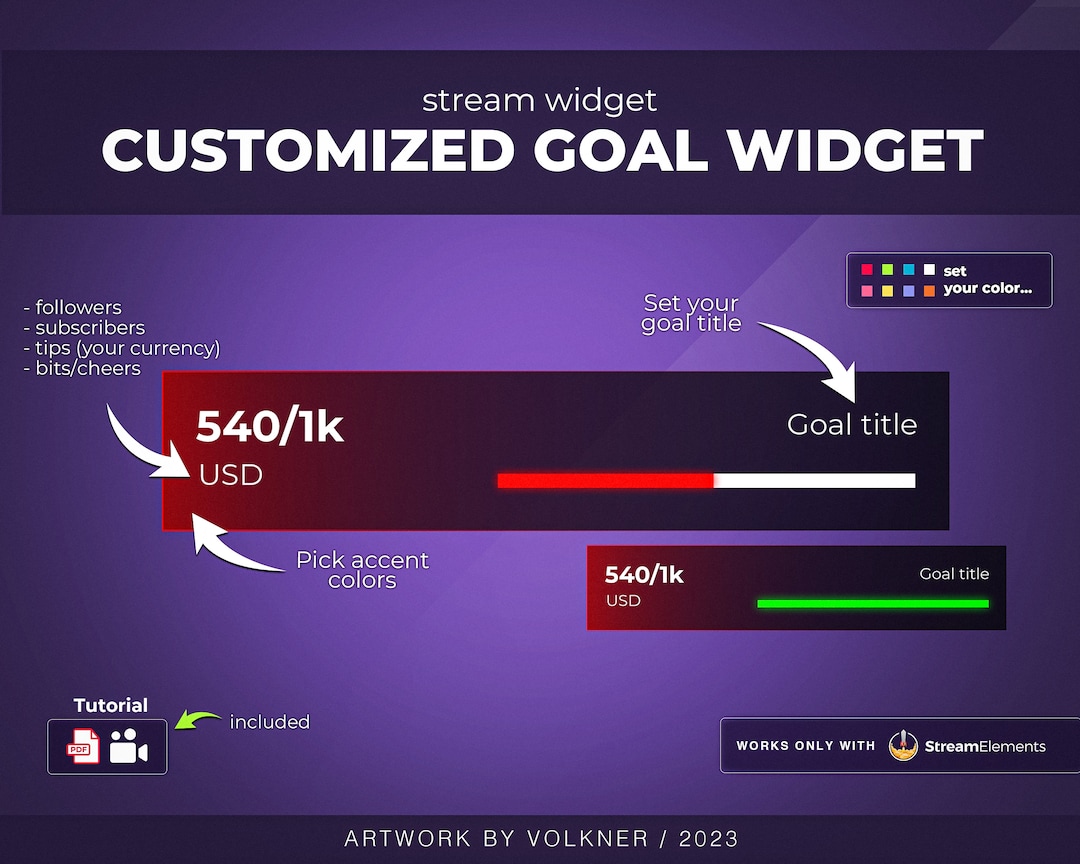 Customized Goal Widget | Twitch Sub Goal | Sub/follower/tips/cheer ...