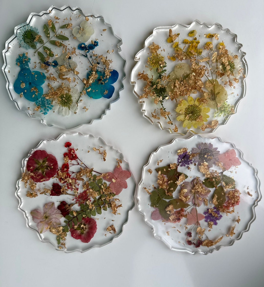 Personalised Resin Flowered Coasters Geode Style Beautiful Resin ...