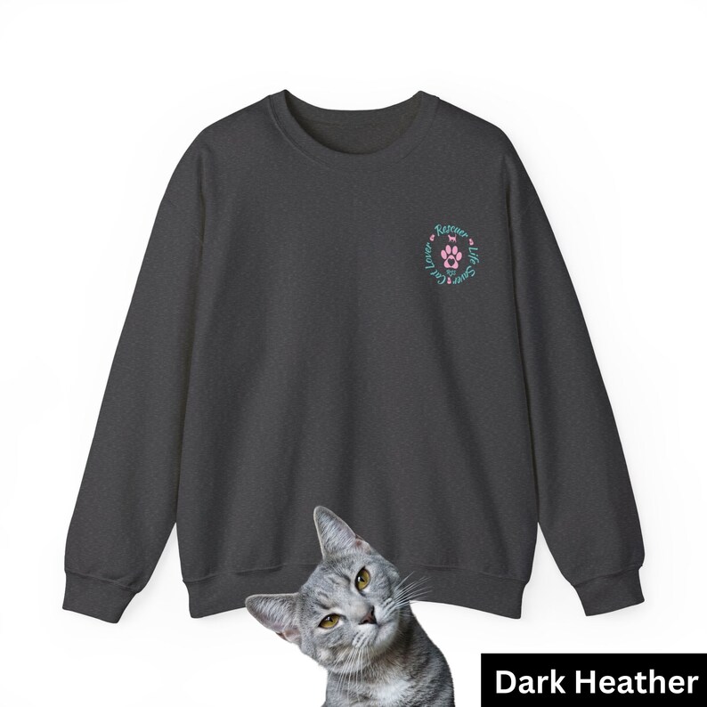 Personalized rescuer, Lifesaver, Cat Lover Crewneck Sweatshirt Heart ...