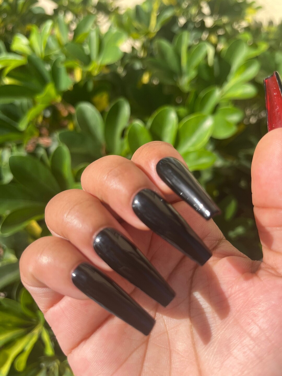 Red Bottoms Gel Press on Set-black Nails- Red Bottom Nails-black Nails ...