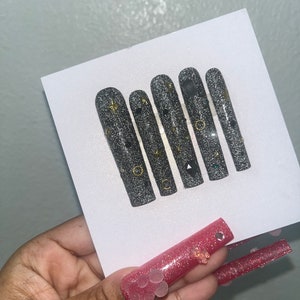 Celestial Gel Press on Set Reflective Gel Press on Nails Night Sky ...