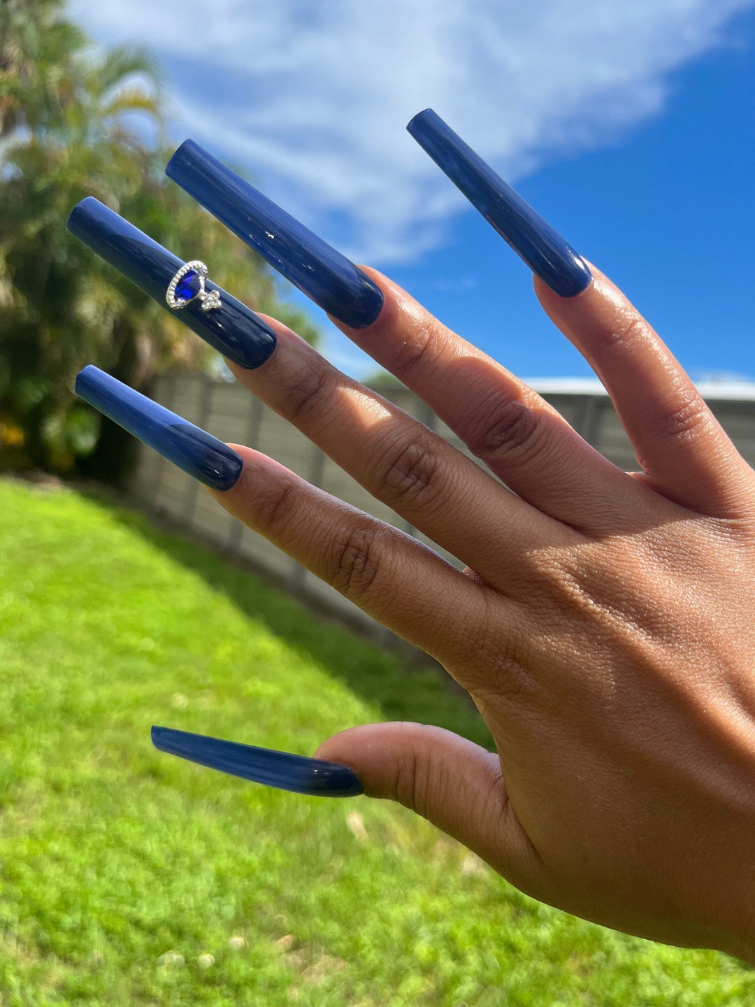 Nami Gel Press on Set-press on Nails Blue-planet Charm Nails-press on ...