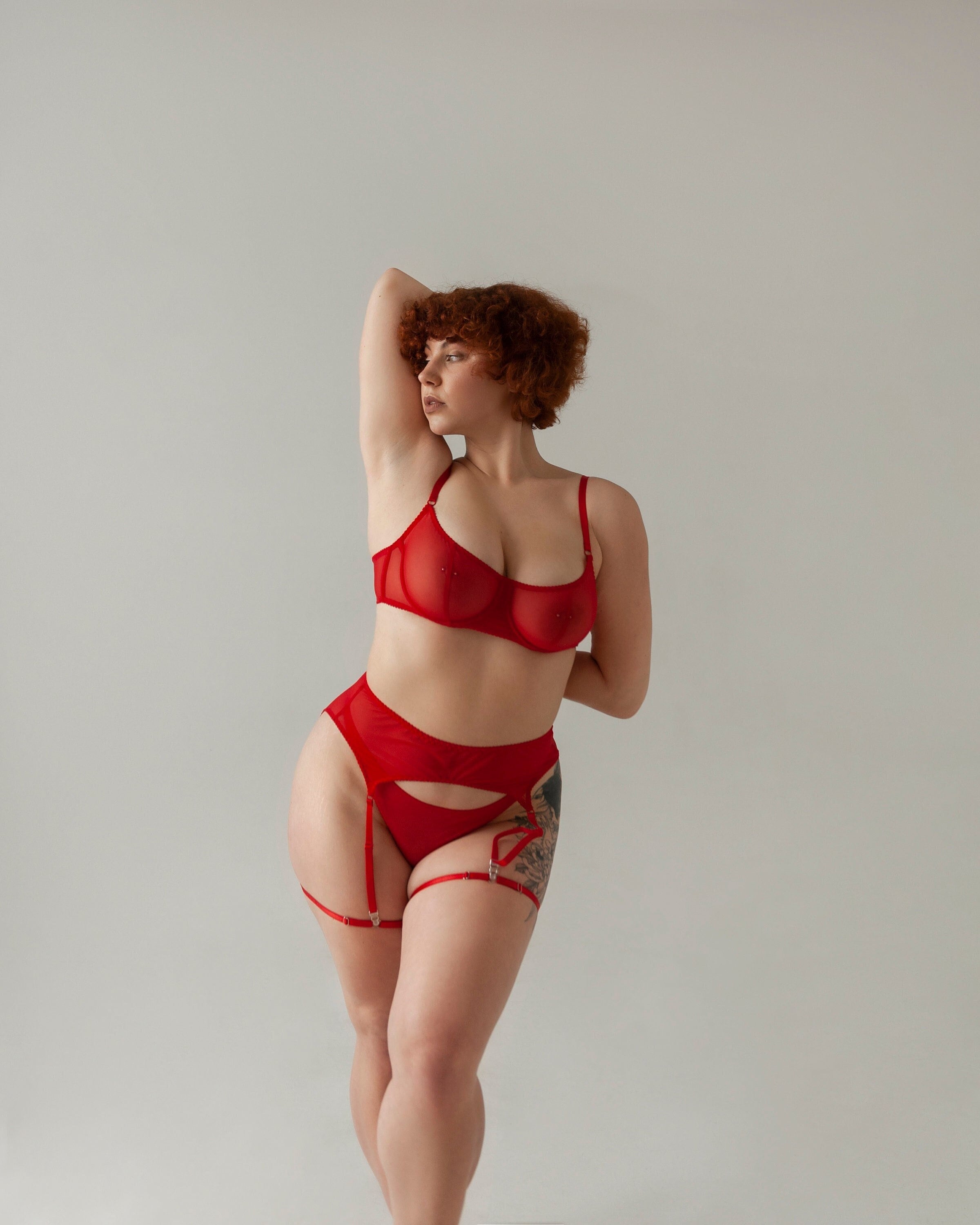 Red Lingerie Set, Mesh Sheer Lingerie, Honeymoon Lingerie See Through, Transparent Lingerie ...