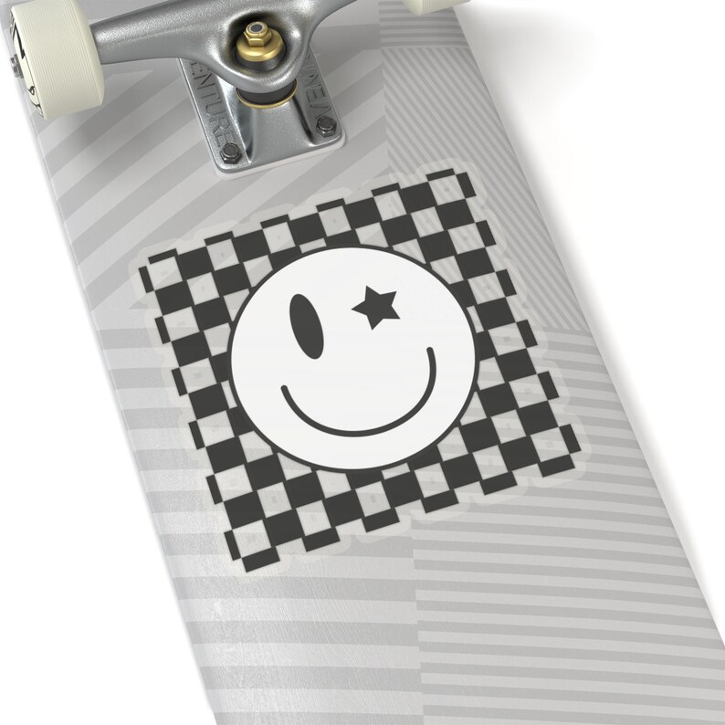 Star Smiley Checkerboard Sticker Vinyl Sticker Cute - Etsy