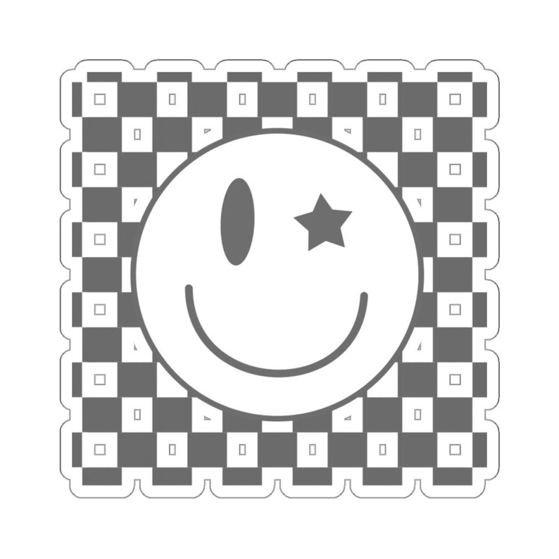Star Smiley Checkerboard Sticker Vinyl Sticker Cute - Etsy