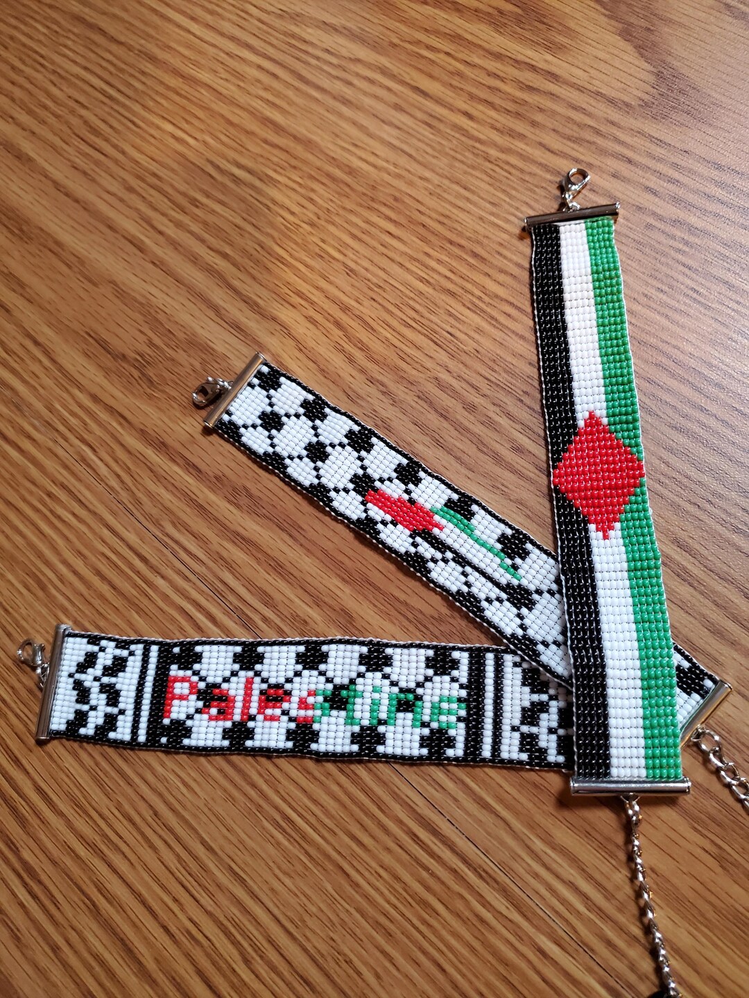 Palestine Loom Bead Bracelet, Adjustable, Customizable Bracelet Length ...