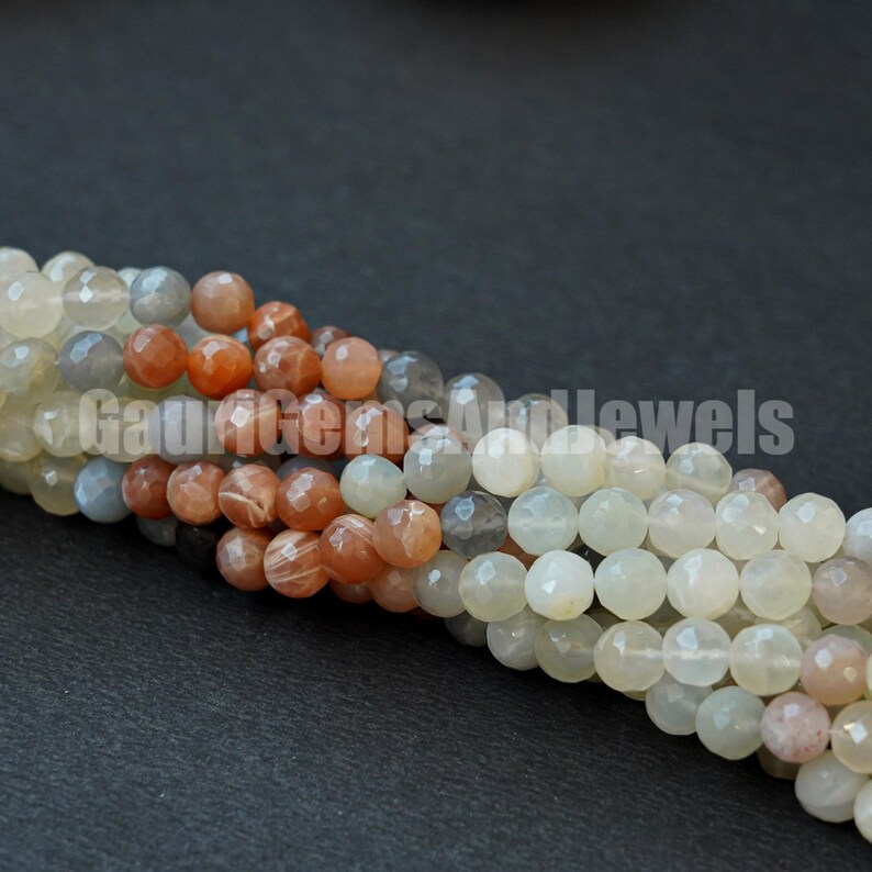 Moonstone natural Multi-colored A Grade Rondell Shaped Gemstone Beads ...