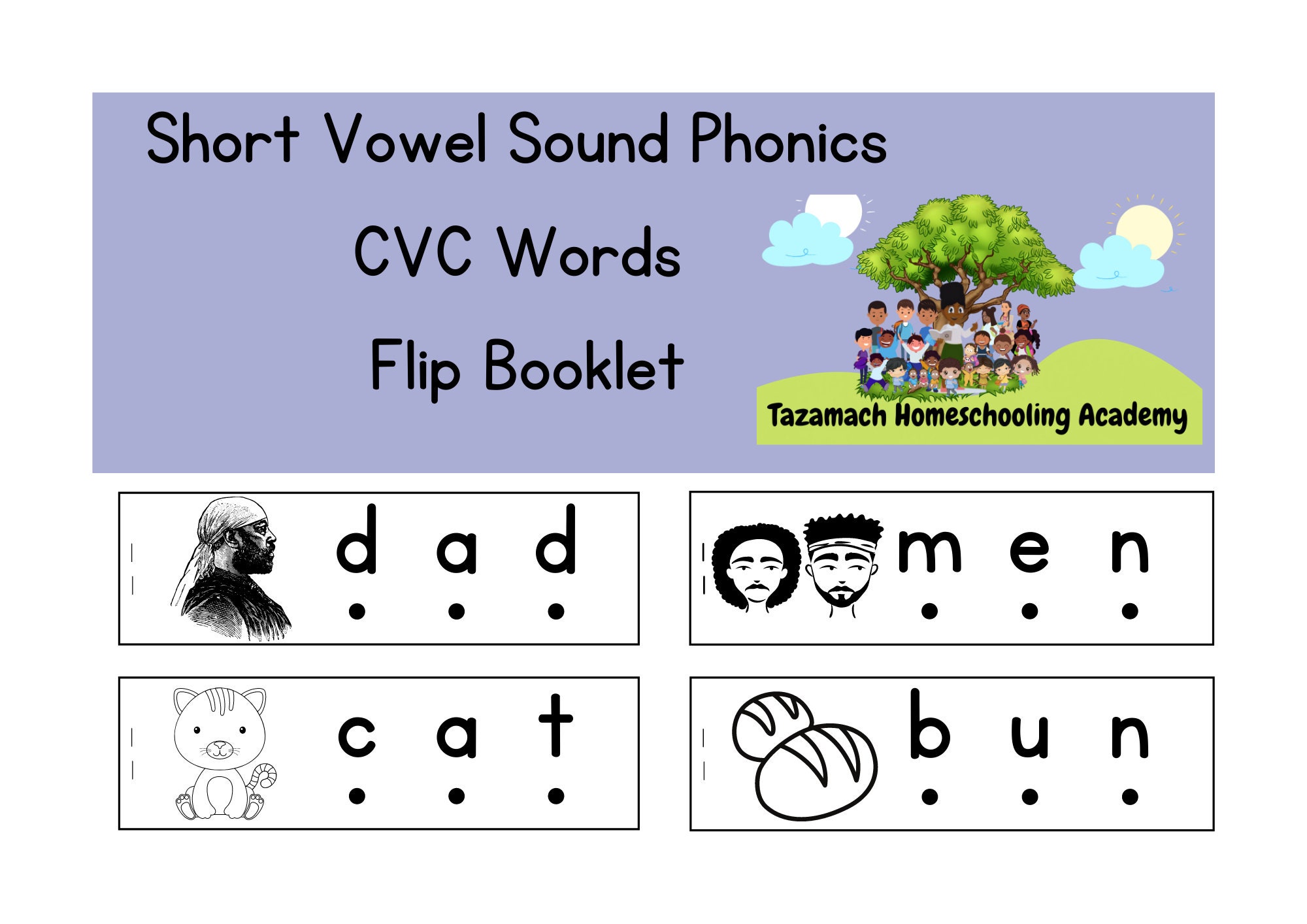 Short Vowel Sound Phonics CVC Words Flip Booklet - Etsy