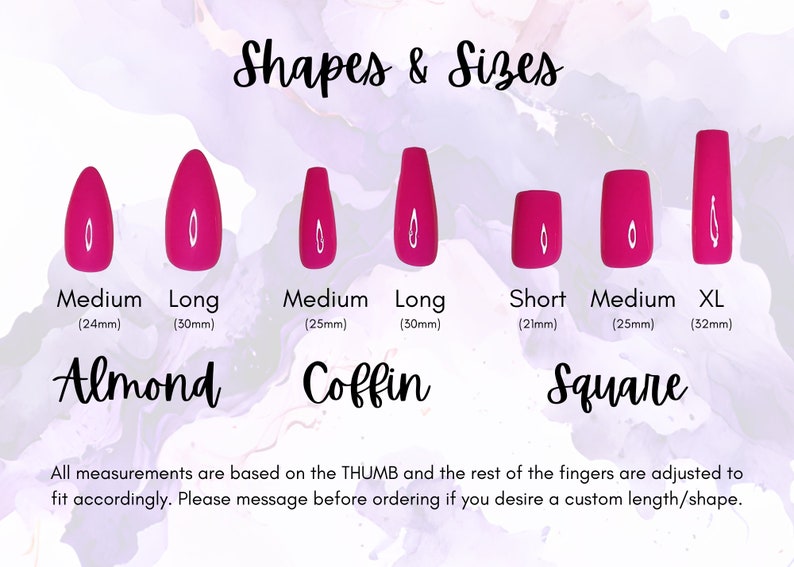 Press on Nail Sizing Kit Sizing Chart Customize Your Perfect Nails Nail ...