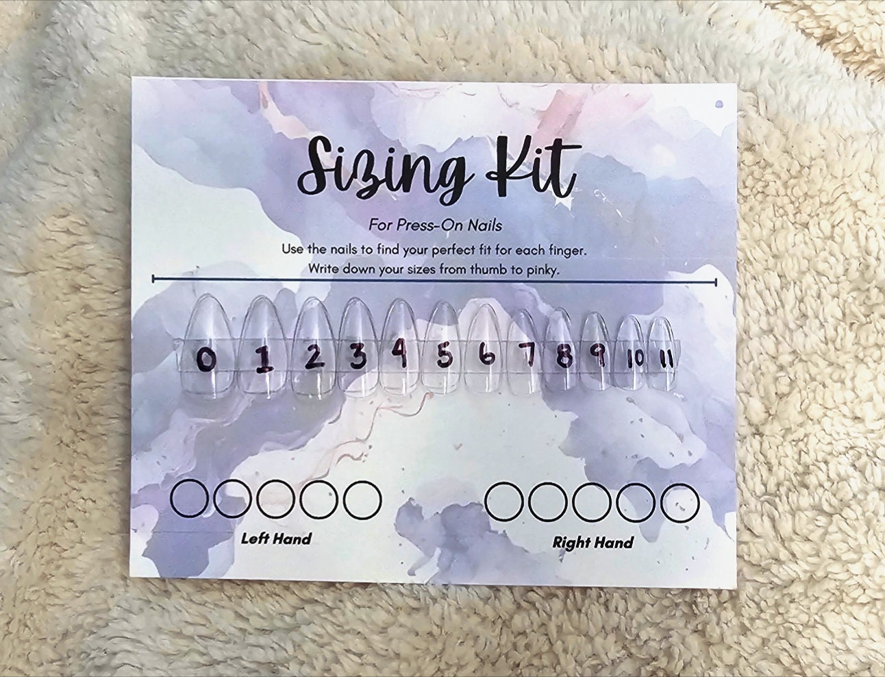 Press on Nail Sizing Kit Sizing Chart Customize Your Perfect Nails Nail ...