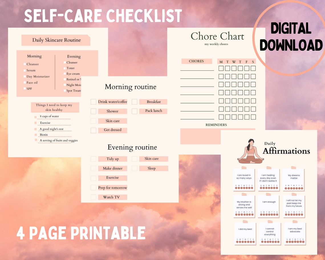 Self Care Planner Template Set• INSTANT DOWNLOAD • Editable, Printable ...