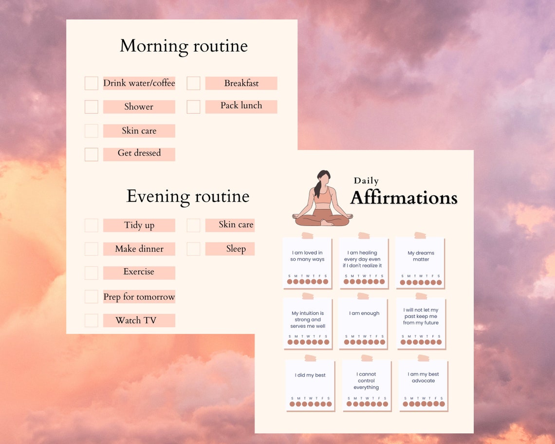 Self Care Planner Printable, Daily Routine Tracker, Mental Health ...