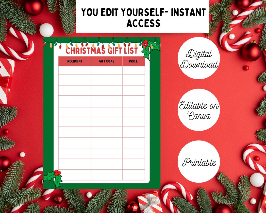 Christmas Gift List Printable | Gift Tracker | Christmas Gift Checklist ...