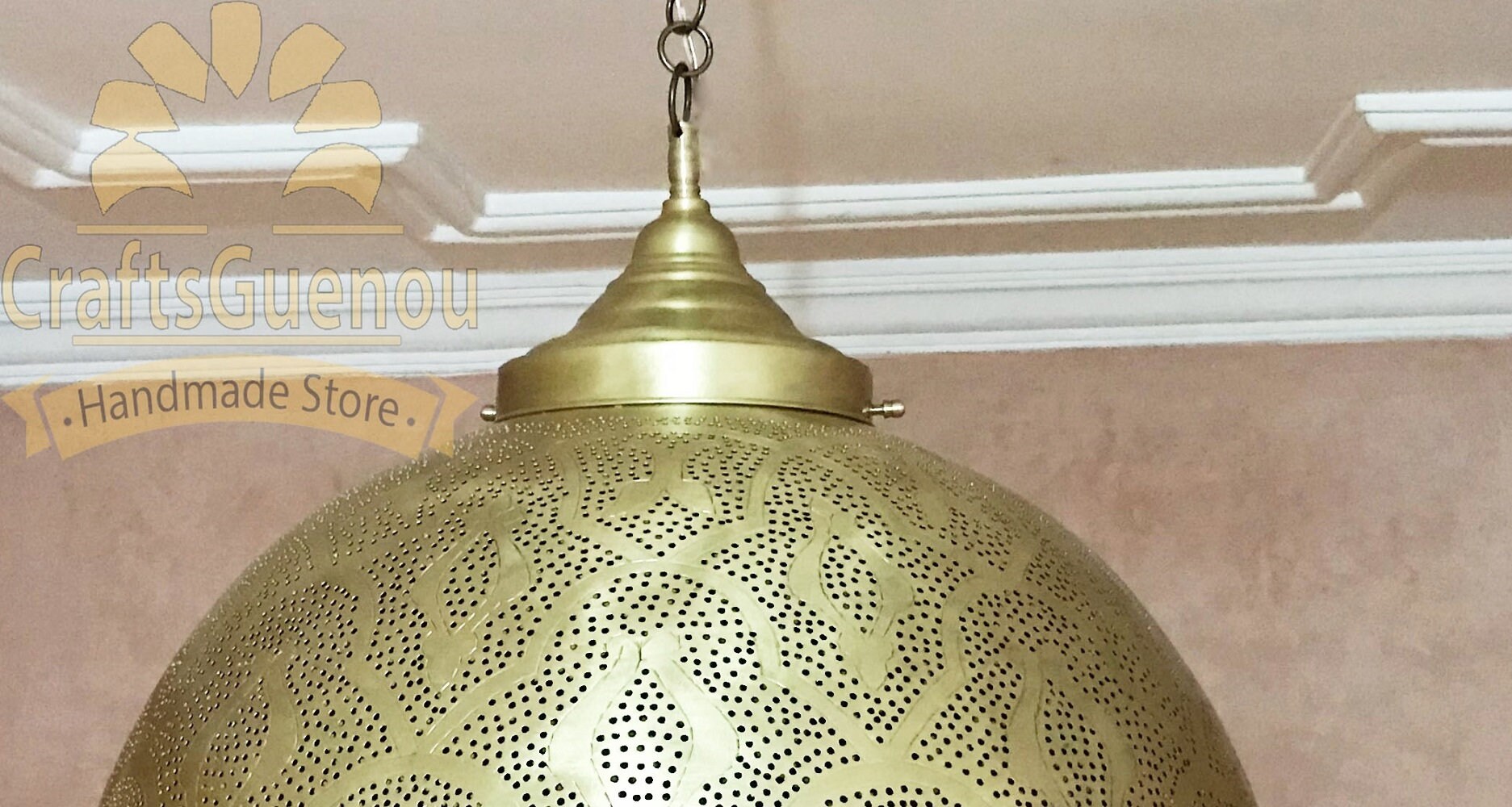 Moroccan Pendant Light Shade, Moroccan Ceiling Light Fixture, Brass ...