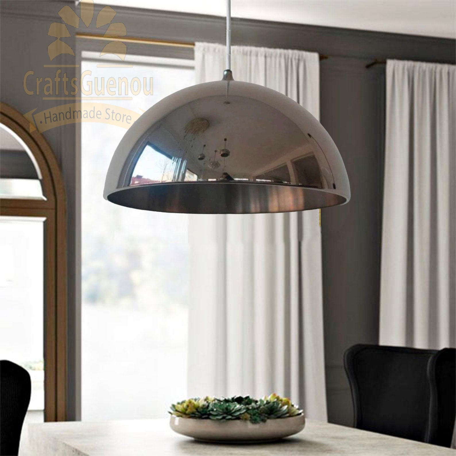 Silver Dome Pendant Light Brass Oxide Dome Ceiling Lamp Brass Light ...
