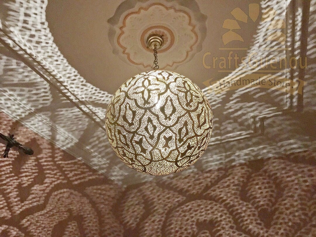 Moroccan Pendant Light Shade, Moroccan Ceiling Light Fixture, Brass ...