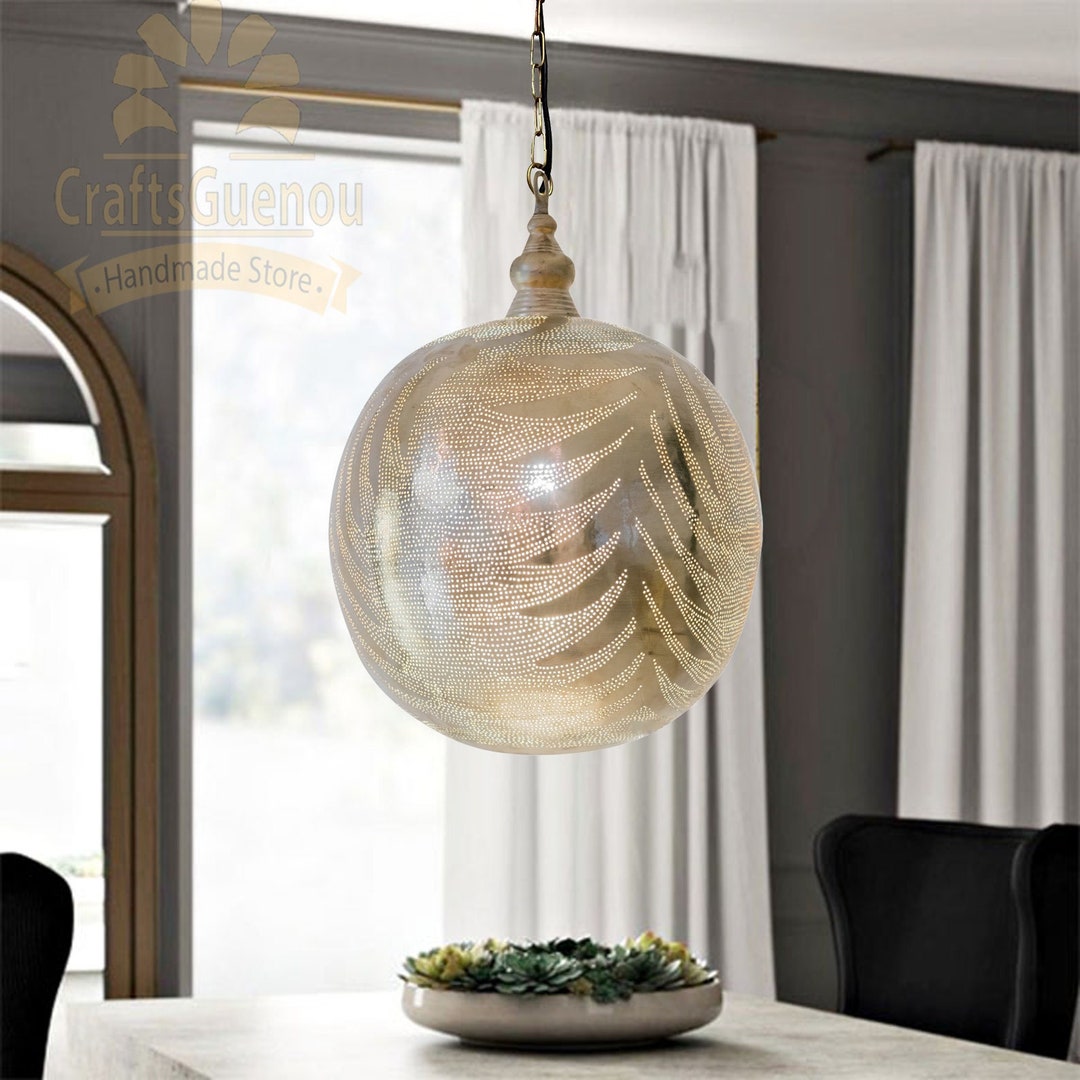 Brass Pendant Light Ball Opened Bottom, Round Ball Pendant Lights ...