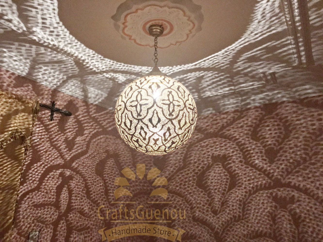 Moroccan Pendant Light Shade, Moroccan Ceiling Light Fixture, Brass ...