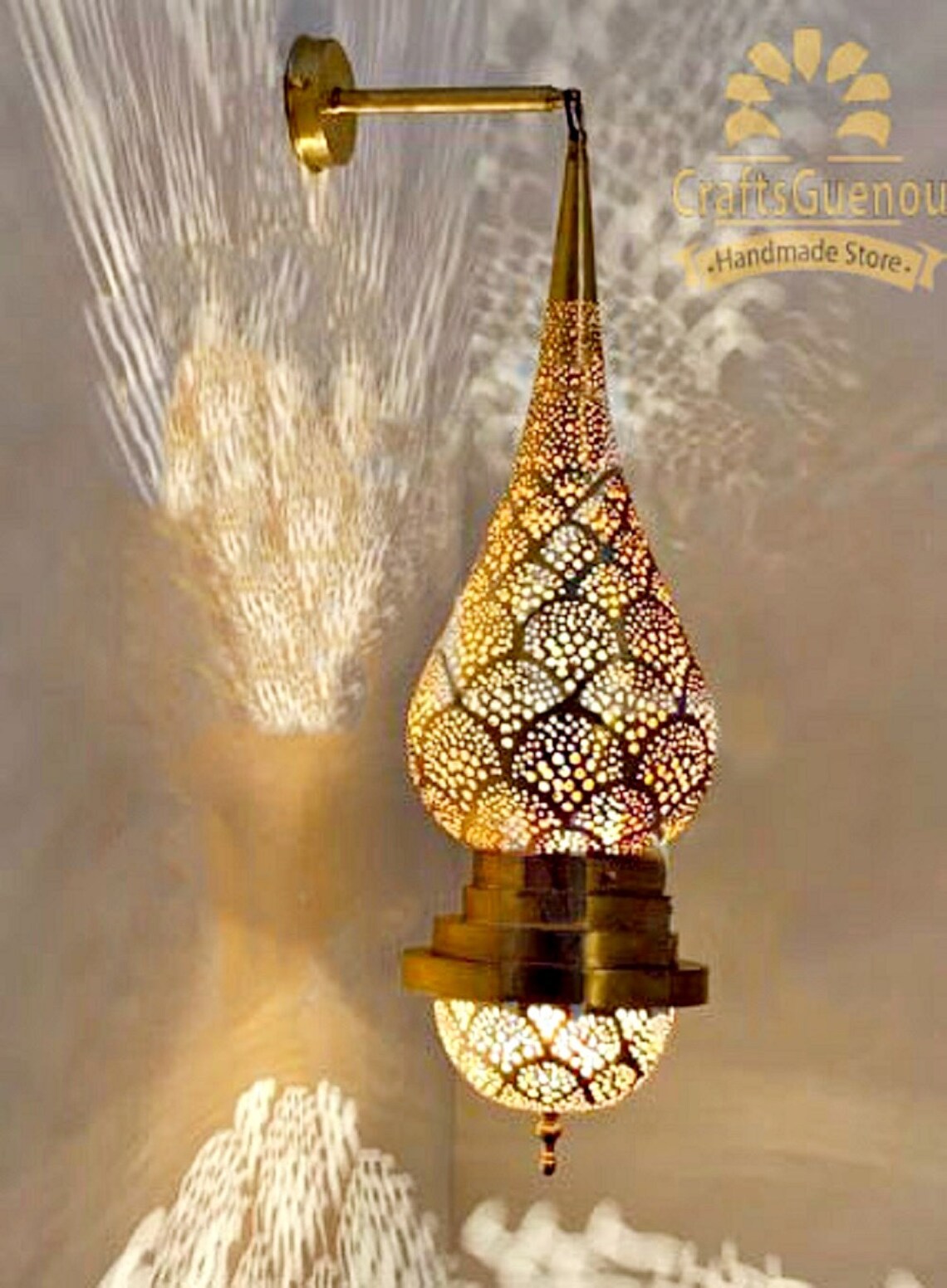 Moroccan Brass Wall Light, Moorish Wall Sconce Lamp, Handmad Wall Light ...
