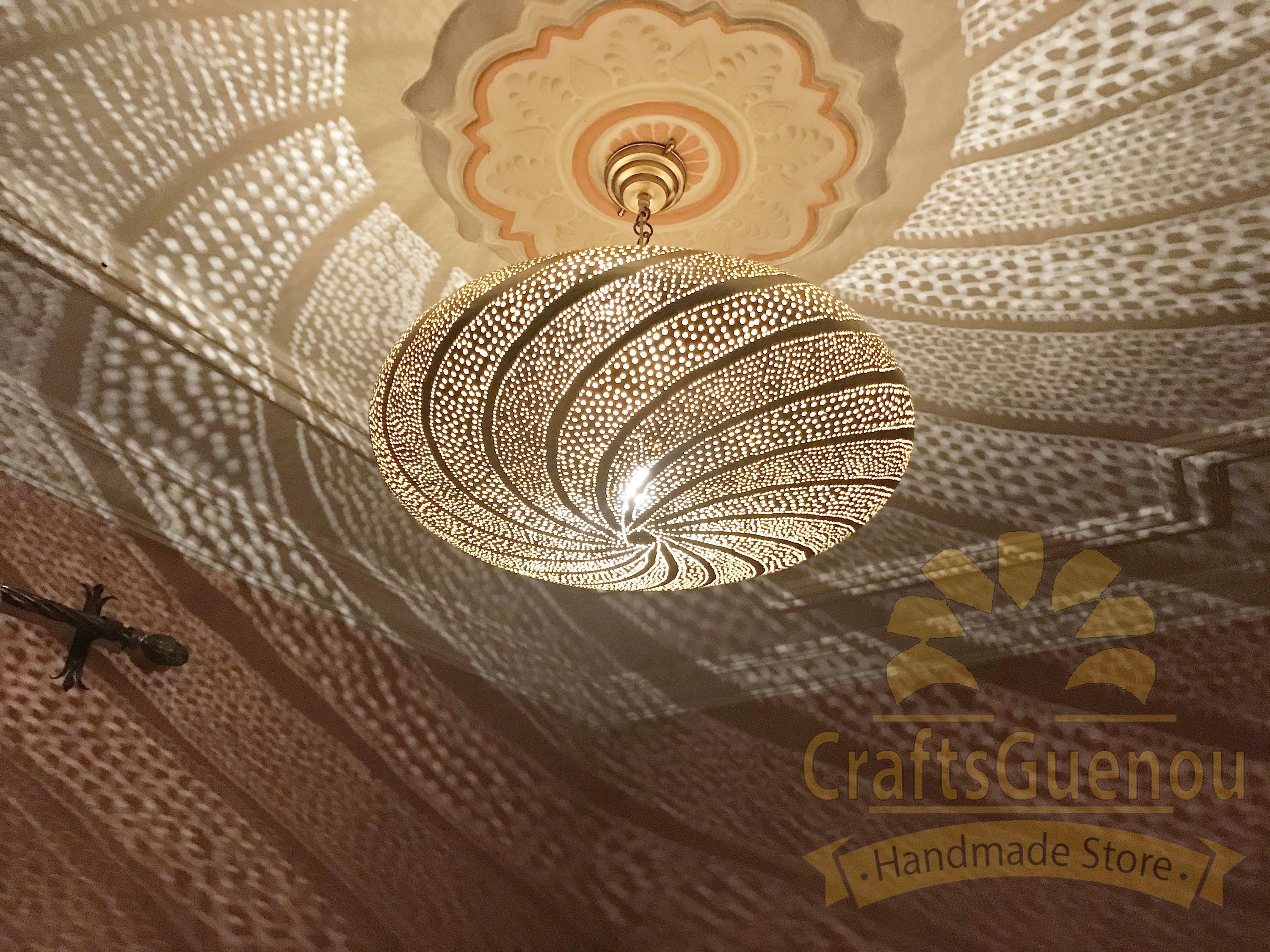 Brass Pendant Light, Moroccan Ceiling Lamp Shade, Decorative Light ...