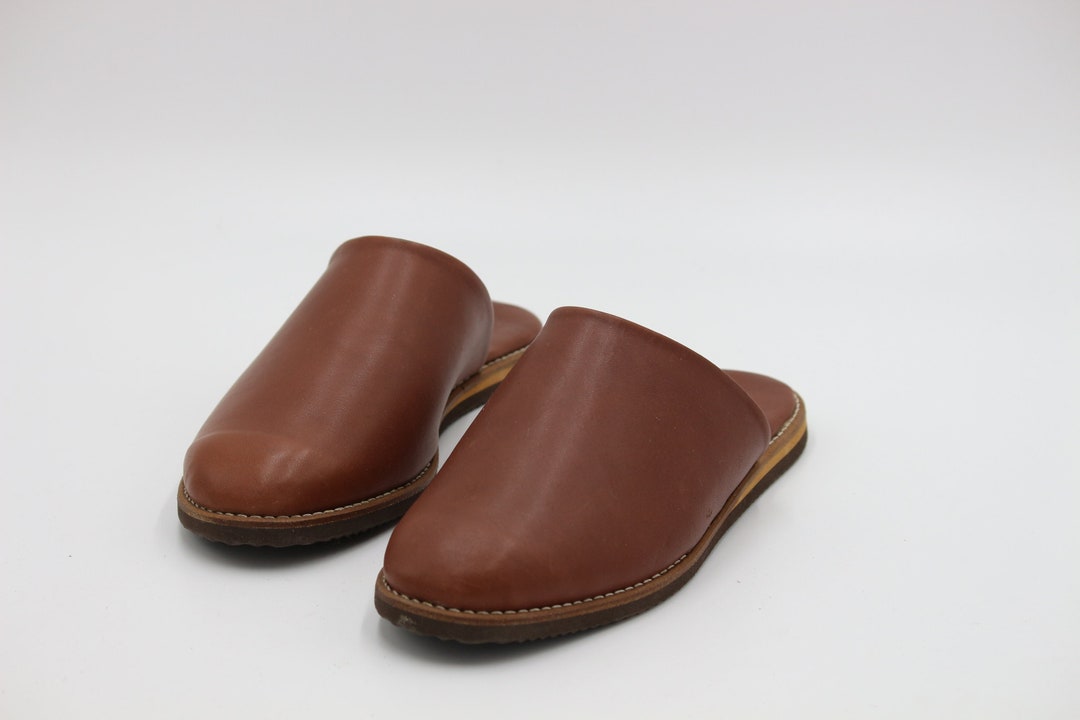 Moroccan Leather Babouche for Men, Men Handmade Leather Slippers, Brown ...