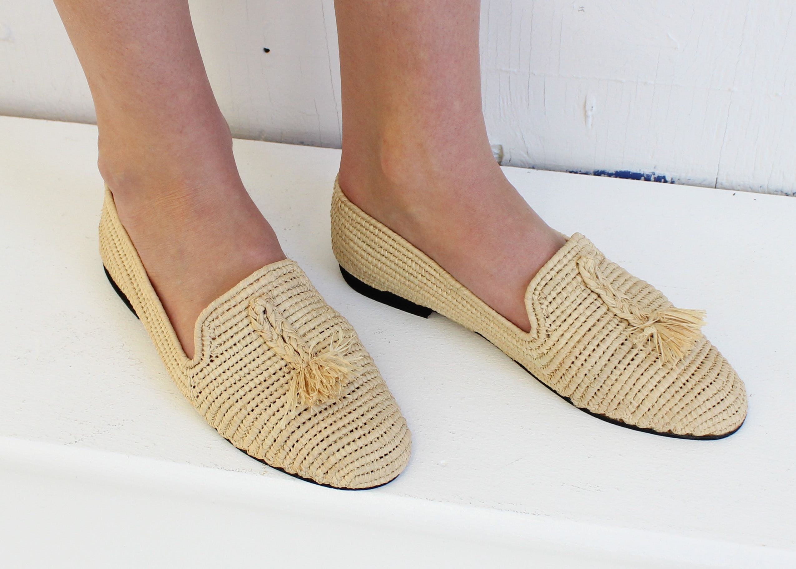 Moroccan Raffia Shoes Women, Raffia Mocasins Shoes, Raffia Shoes for ...