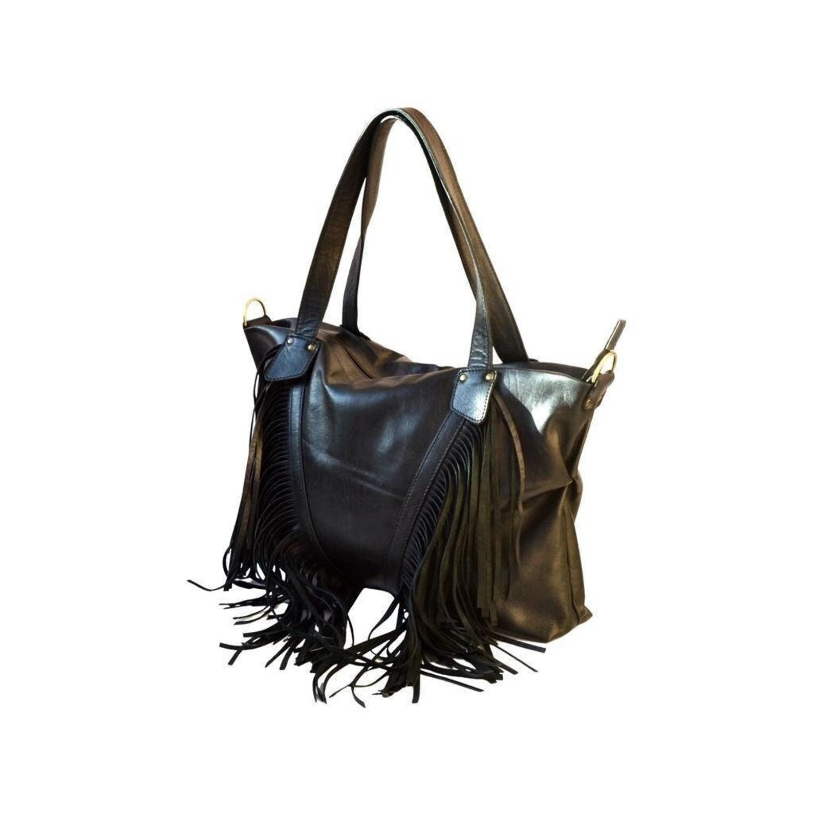 Black Fringe Western Purse, Black Leather Fringe Purse, Moroccan Black ...