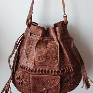 Shoulder Drawstring Bag, Leather Drawstring Bag, Leather Crossbody Bag ...