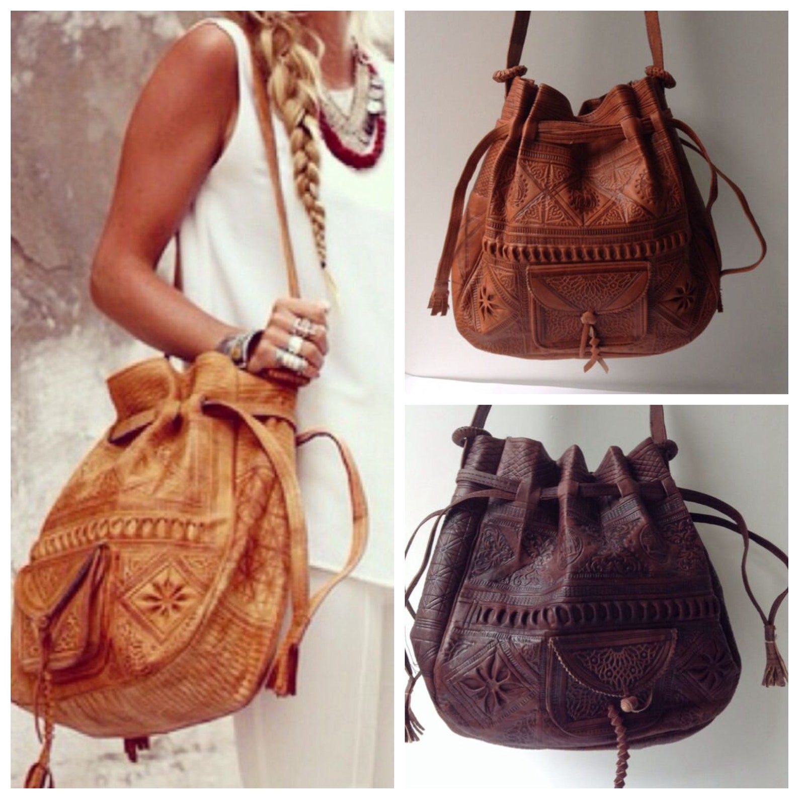 Moroccan Leather Drawstring Bag Leather Drawstring Bag - Etsy