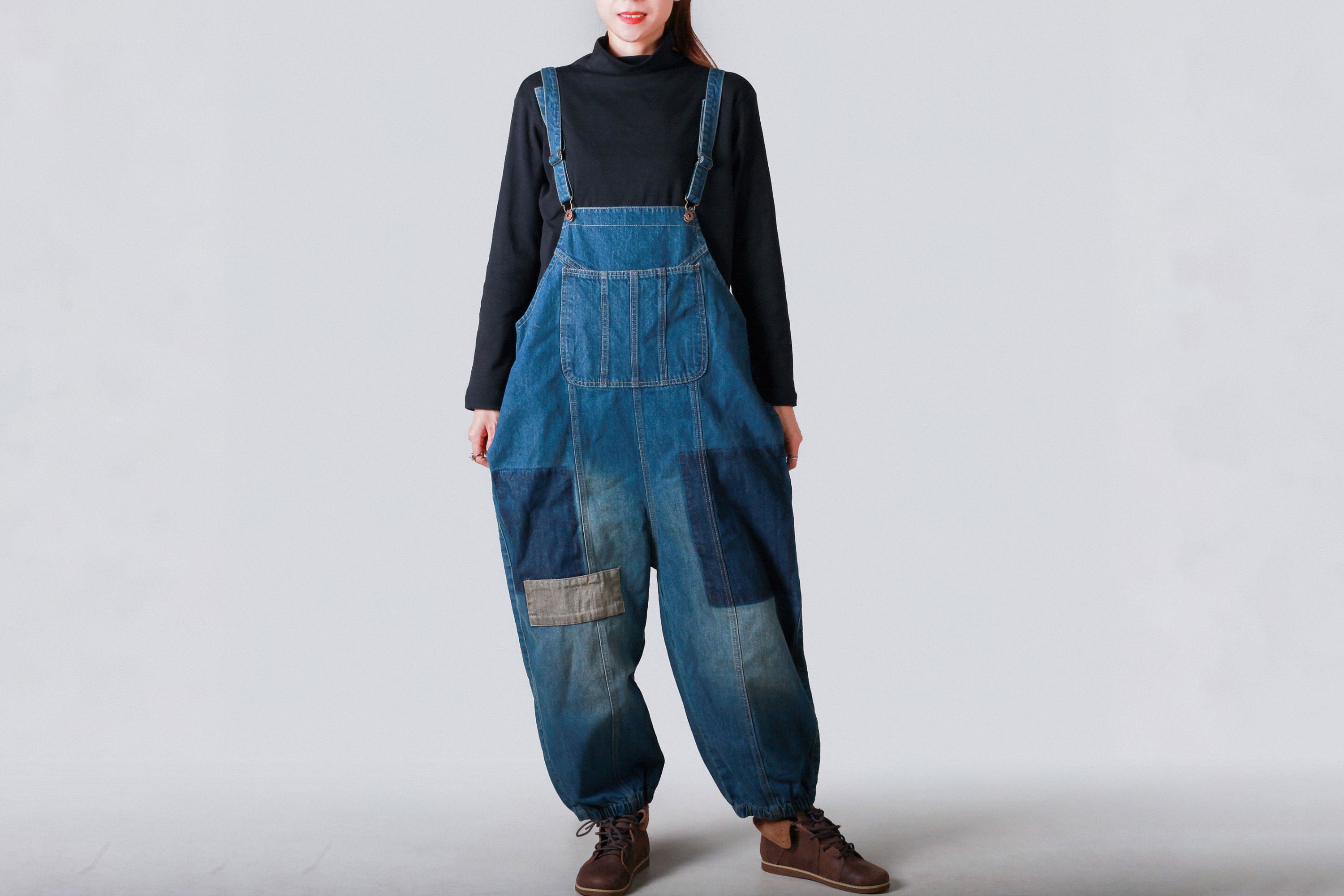 Patch Denim Overall Retro Patchwork Overall Art Patchwork - Etsy